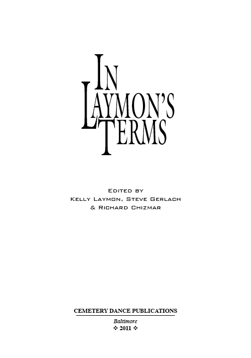 In Laymon’s Terms Title Page and Interior Page Design | Kate Freeman Design